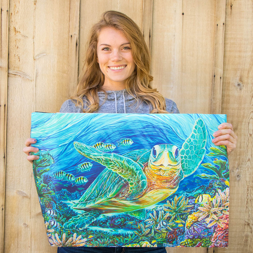 Caribbean Sea Turtle Art- Canvas Poster – Kelly of the Wild
